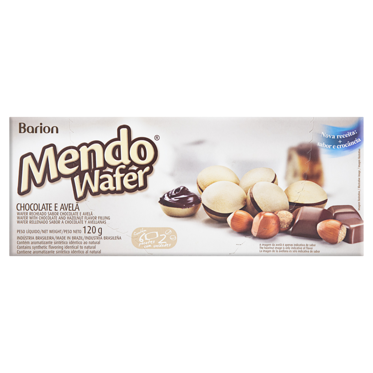 Mendo Wafer Barion Chocolate e Avelã Caixa 120g