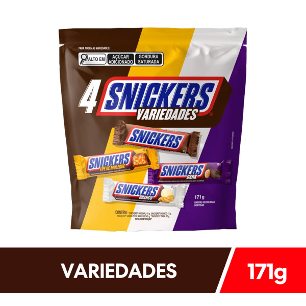 Chocolate Snickers Variedades 4 Unidades de 42g | Farmácias Nissei